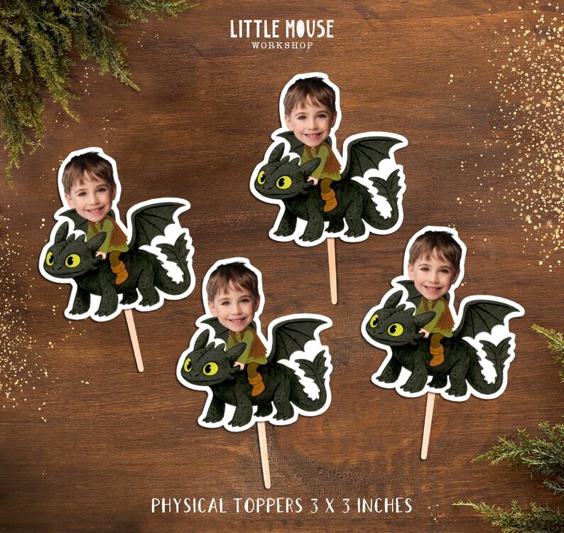 Toothless Dragon Rider Personalized Birthday Cupcake Toppers | Custom ...