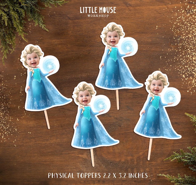 Frozen Elsa Personalized Birthday Party Face Cupcake Toppers | Custom ...