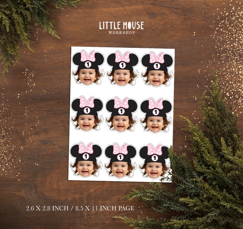 Minnie Mouse Ears Personalized Face Cupcake Toppers - Etsy
