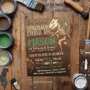 Dinosaur Excavation Paleontologist Birthday Invitation - Etsy