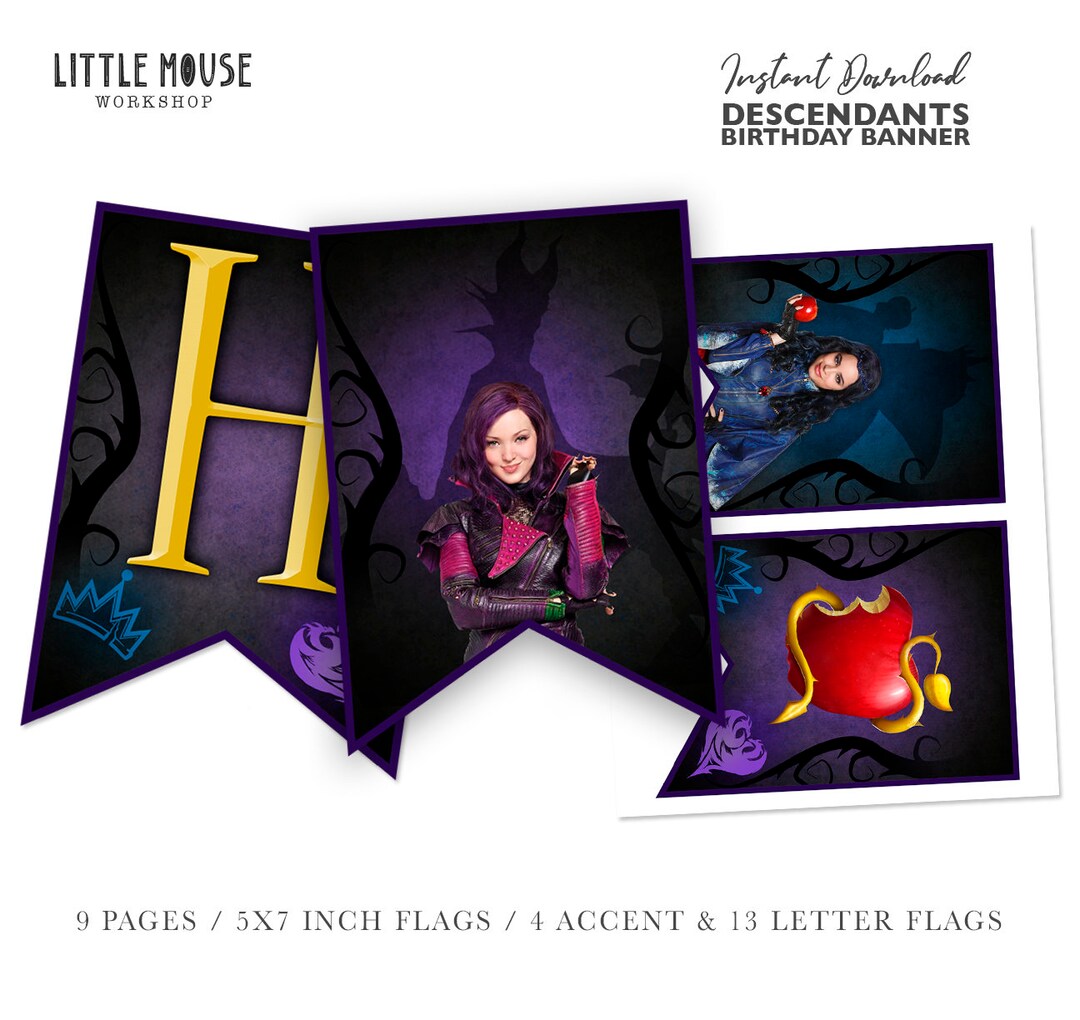 Descendants Birthday Banner - Etsy