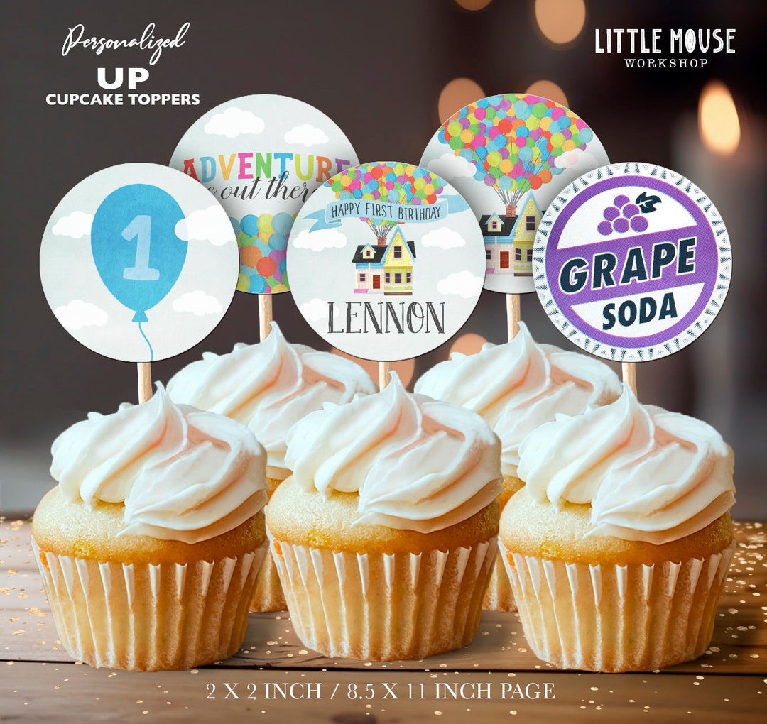 Up Personalized Cupcake Toppers - Etsy