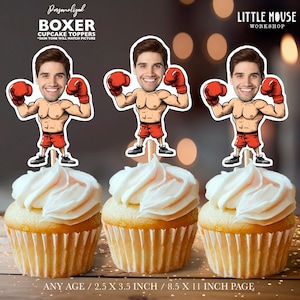 Boxing Personalized Face Cupcake Toppers - Etsy