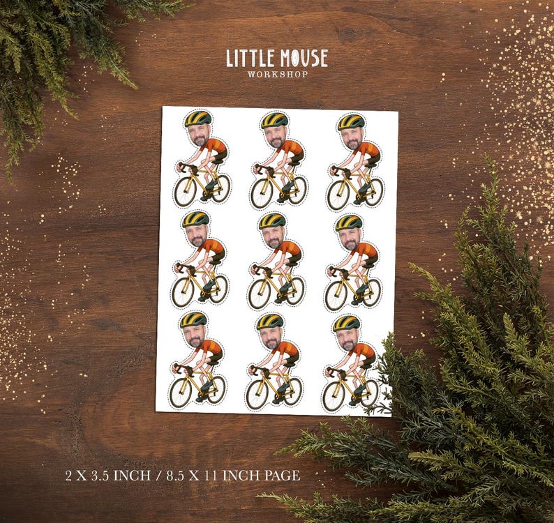 Cyclist Bicycle Birthday Personalized Face Cupcake Toppers - Etsy