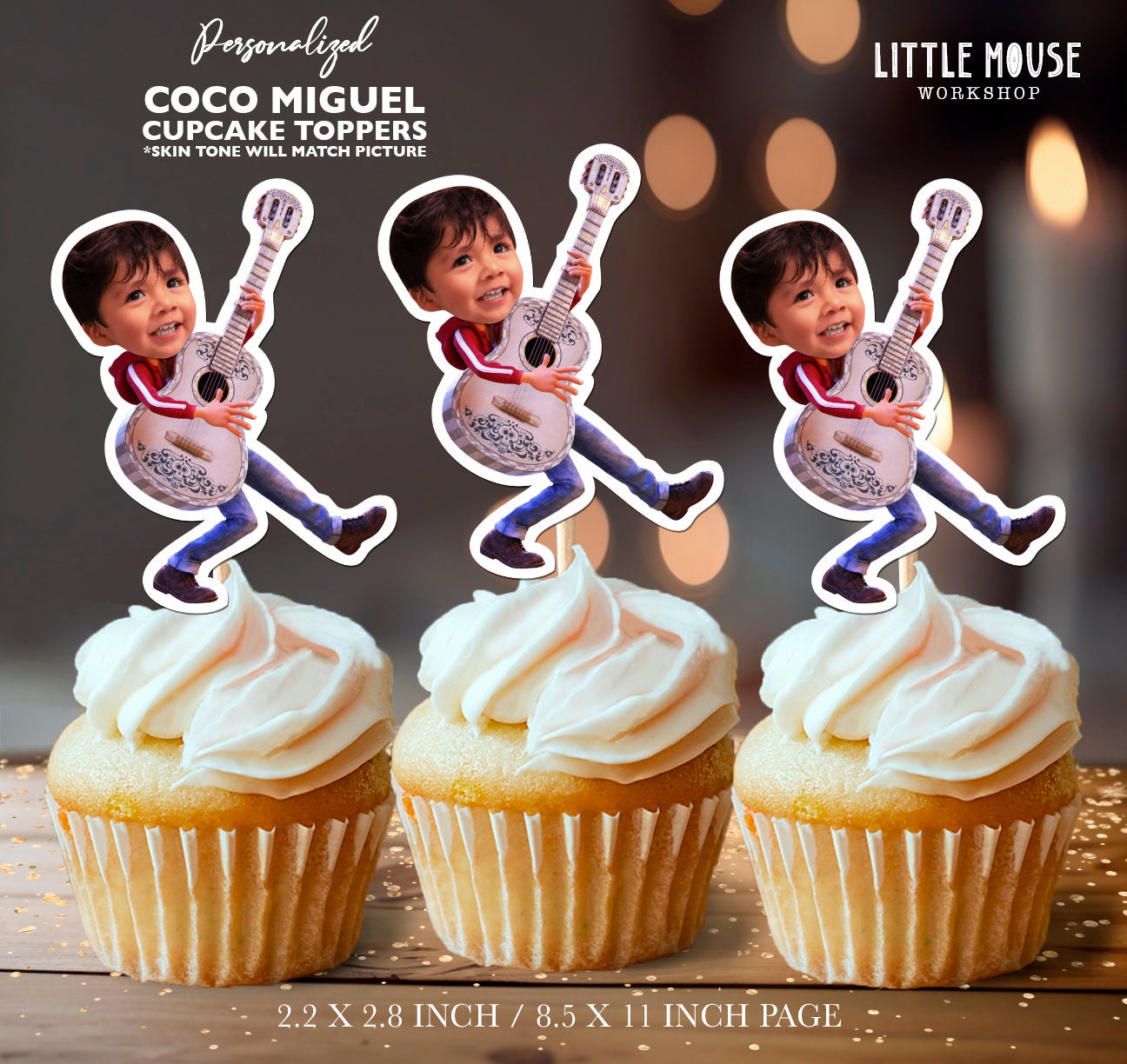 Coco Miguel Personalized Face Cupcake Toppers - Etsy