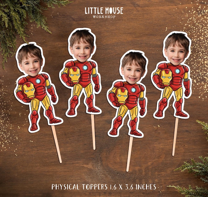 Iron Man Personalized Birthday Cupcake Toppers | Custom Face Party ...