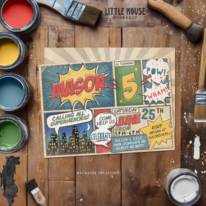 Comic Book Birthday Invitation - Etsy