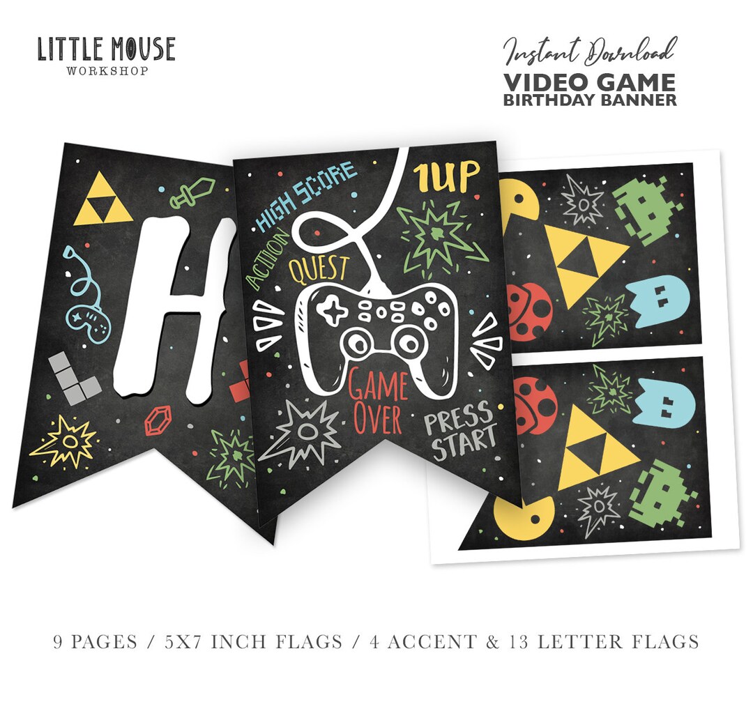 Video Game Birthday Banner - Etsy