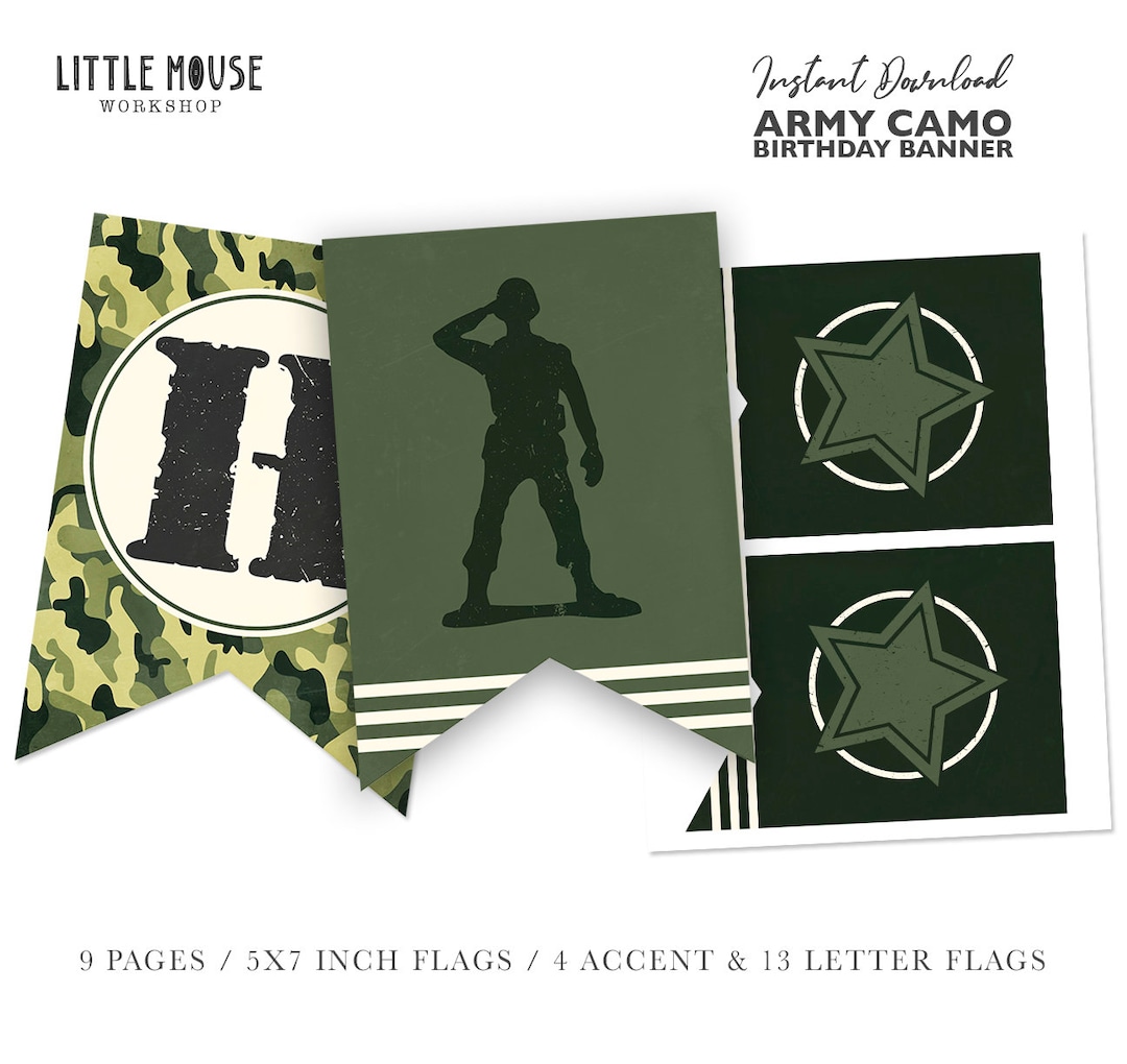 Military Army Camo Birthday Banner - Etsy