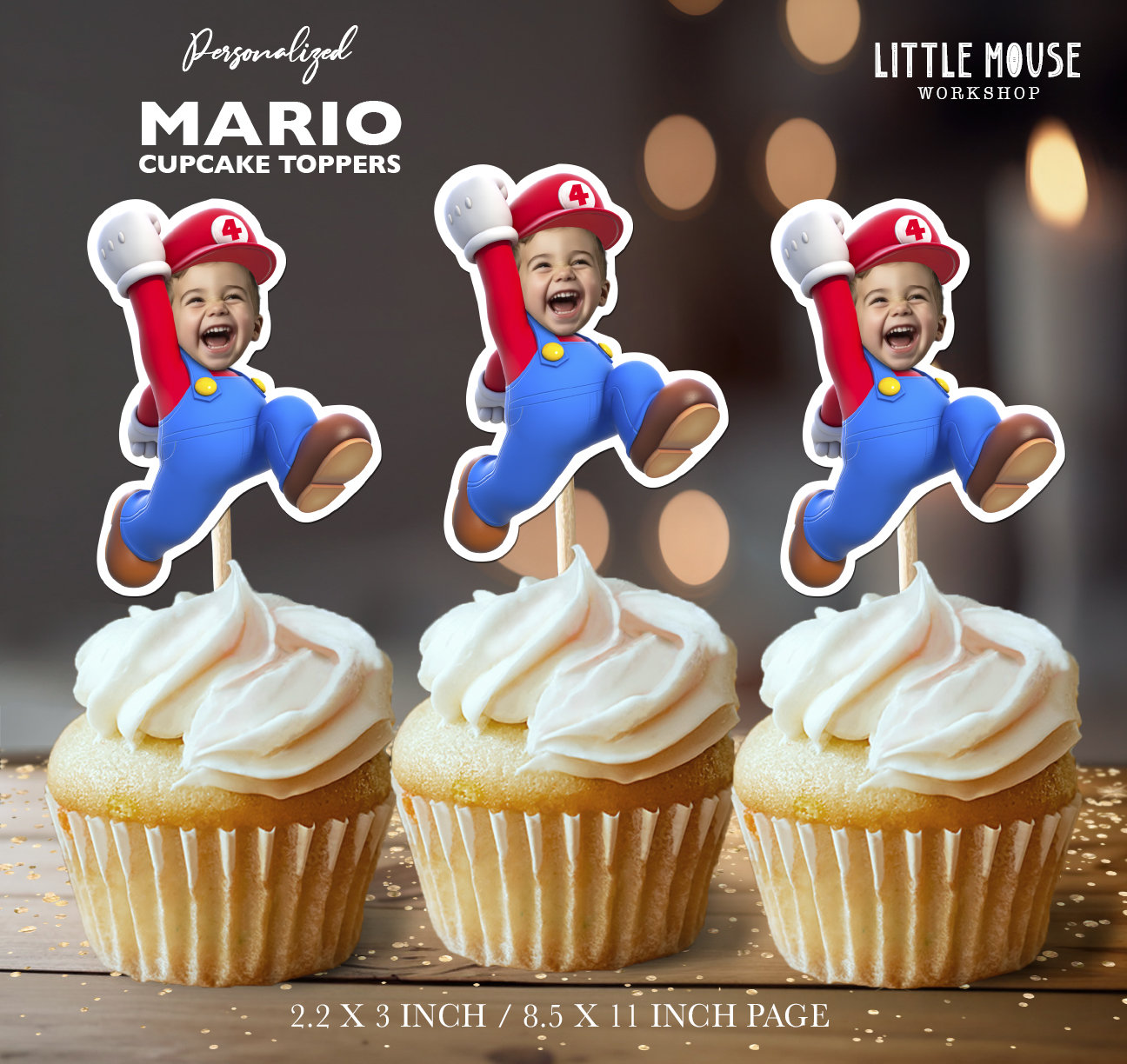 Super Mario Personalized Face Cupcake Toppers - Etsy