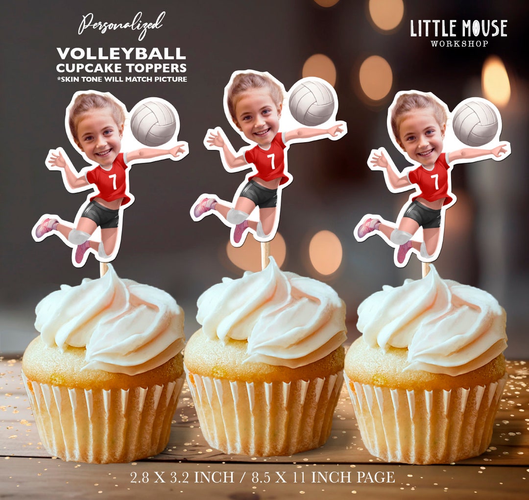 Volleyball Personalized Face Cupcake Toppers - Etsy