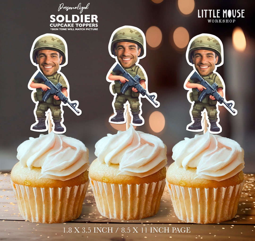 Soldier Personalized Face Cupcake Toppers - Etsy