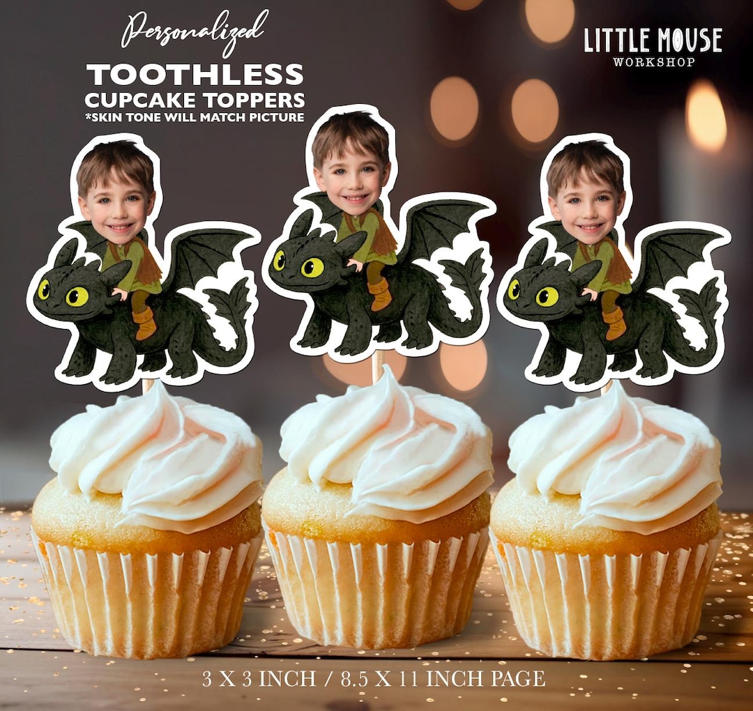 How to Train Your Dragon Toohtless Hiccup Personalized Face Cupcake ...