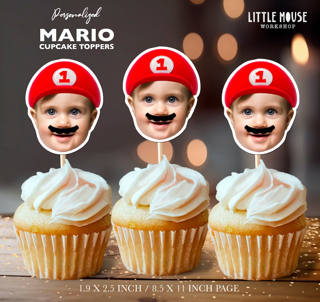 Super Mario Personalized Face Cupcake Toppers - Etsy
