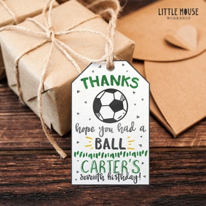 Soccer Birthday Thank You Tags - Etsy