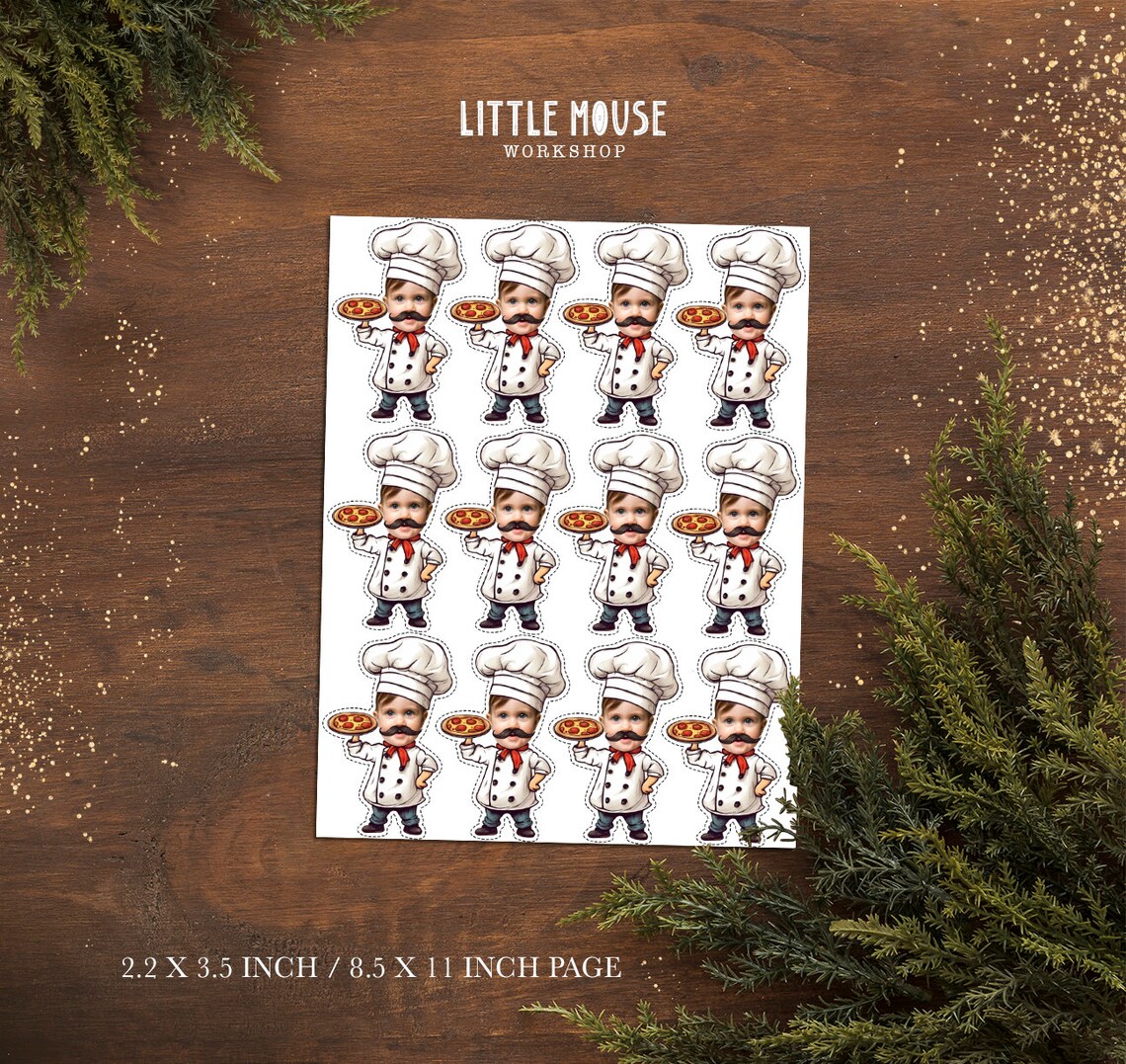 Pizza Chef Pizza Party Personalized Face Cupcake Toppers - Etsy