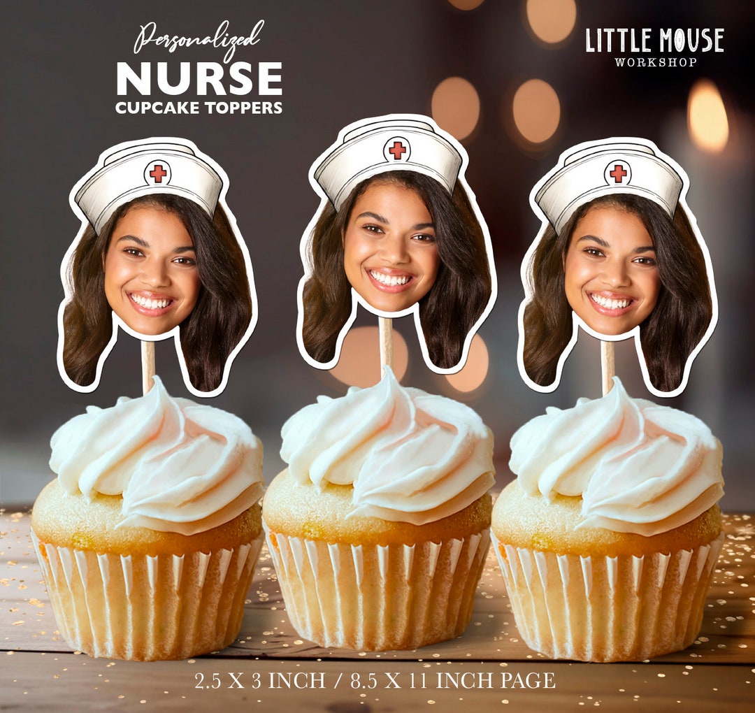 Nurse Personalized Face Cupcake Toppers - Etsy
