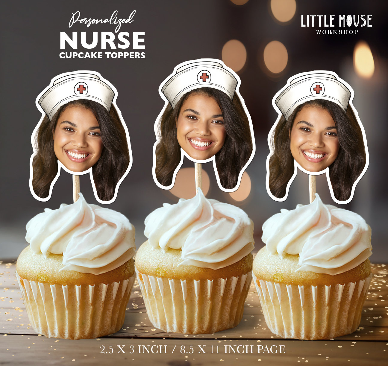 Nurse Personalized Face Cupcake Toppers - Etsy