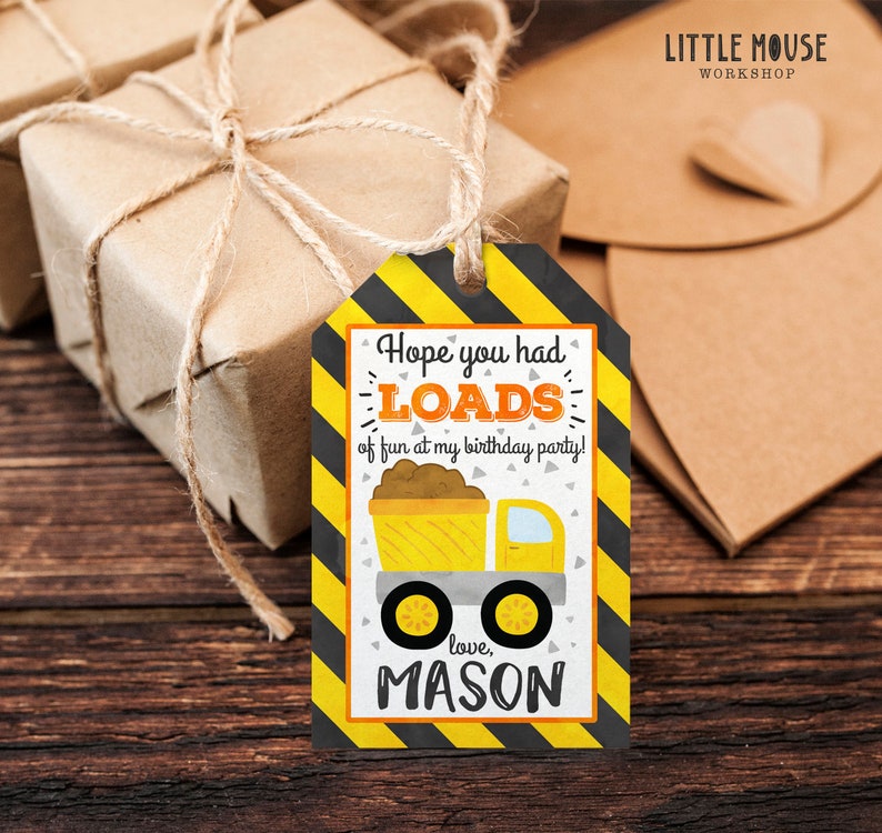 Construction Birthday Thank You Tags - Etsy