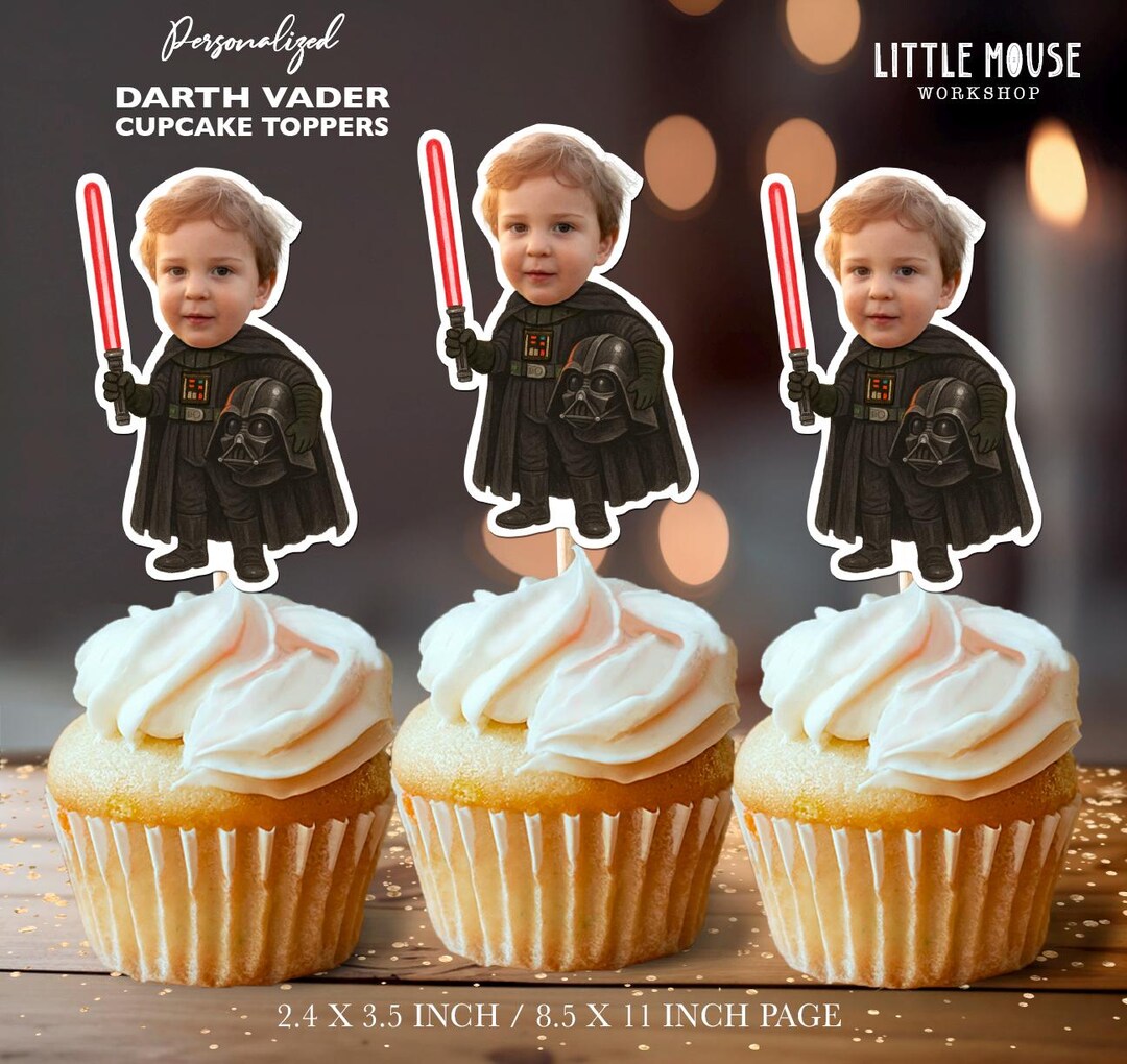 Star Wars Darth Vader Personalized Face Cupcake Toppers - Etsy