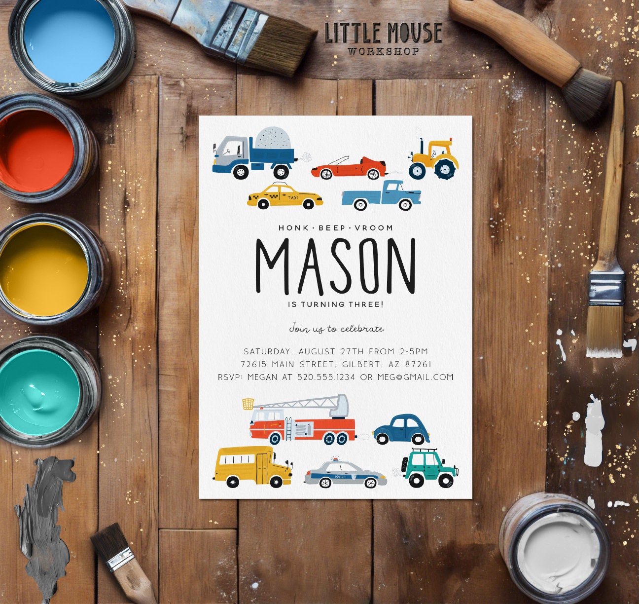 Cars Birthday Invitation - Etsy