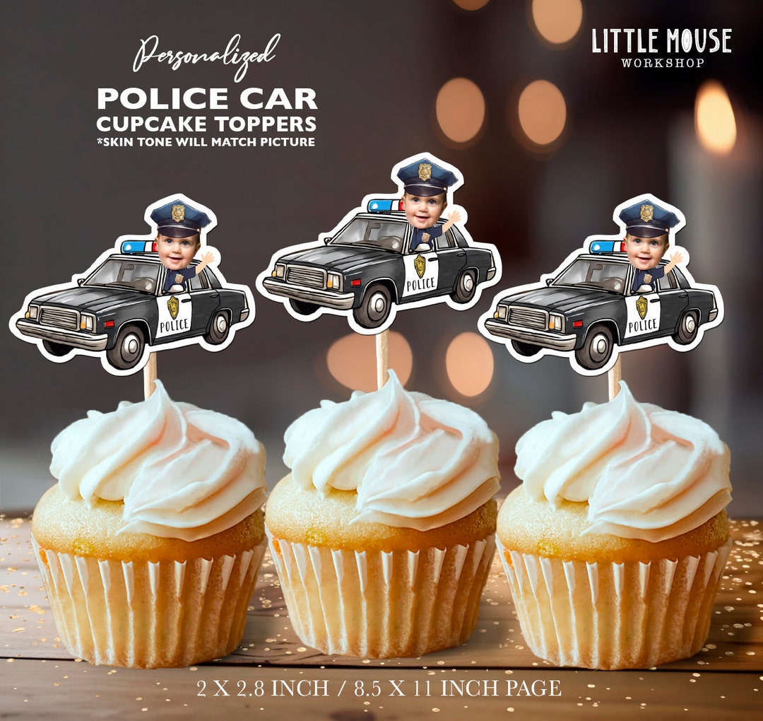 Police Officer Car Personalized Face Cupcake Toppers - Etsy