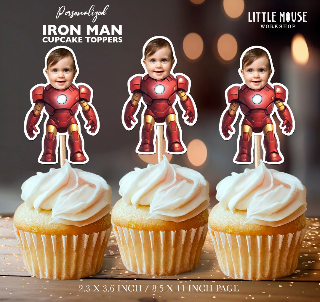 Iron Man Personalized Face Cupcake Toppers - Etsy