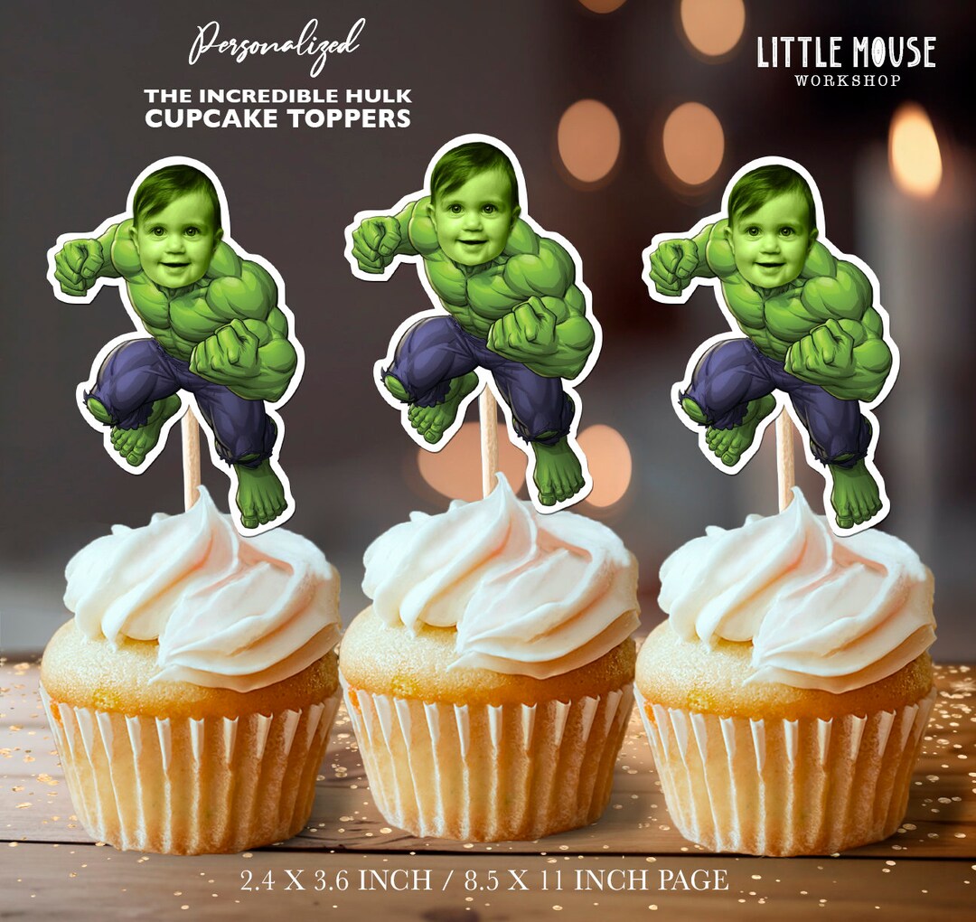 The Incredible Hulk Personalized Face Cupcake Toppers - Etsy