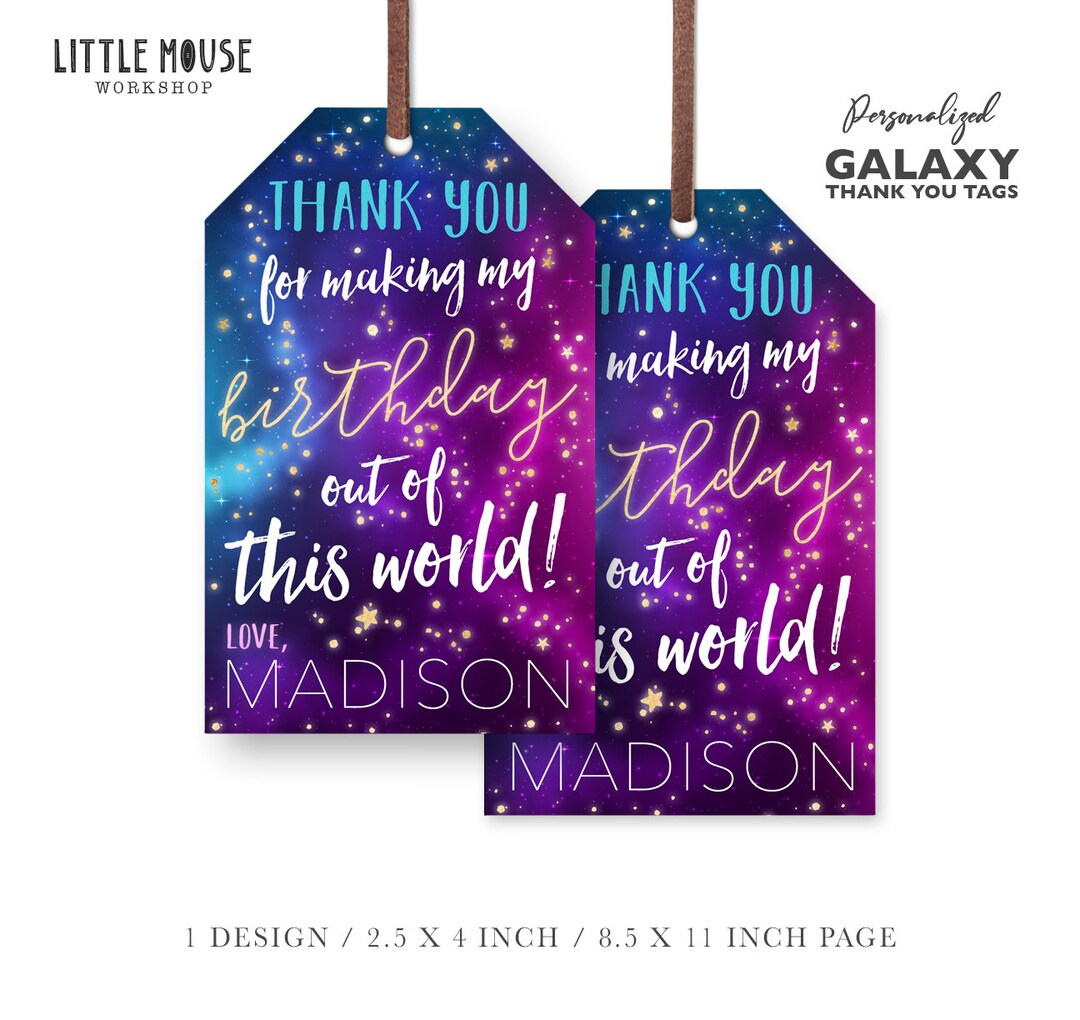 Galaxy Birthday Thank You Tags - Etsy