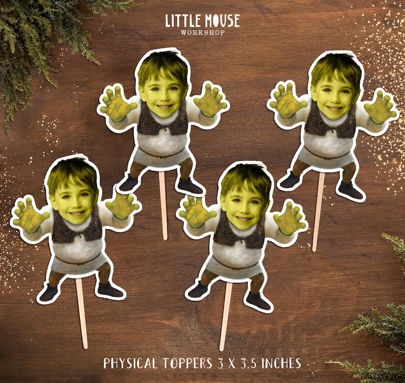 Shrek Personalized Birthday Cupcake Toppers | Custom Face Party Decor ...