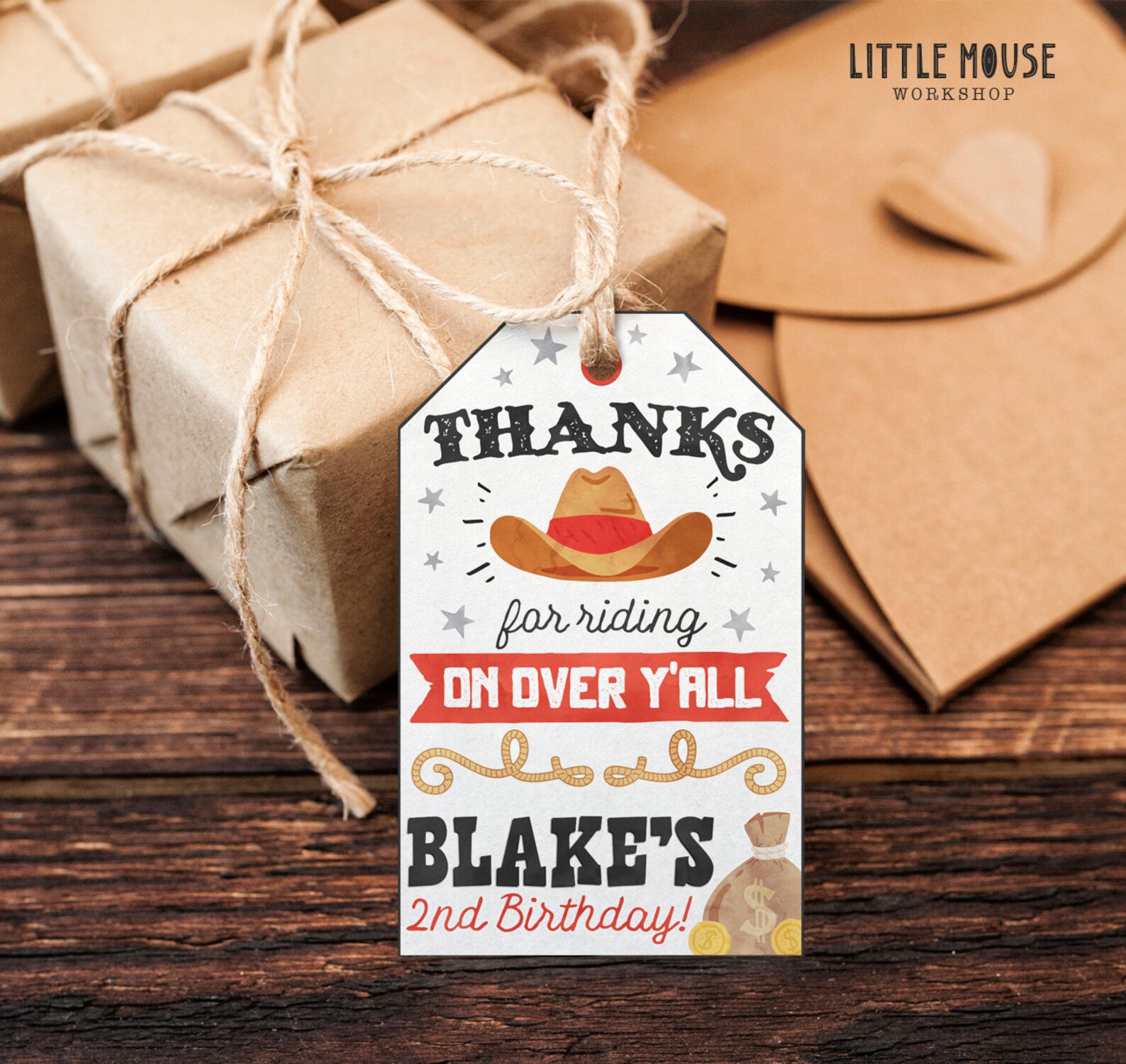 Western Birthday Thank You Tags - Etsy