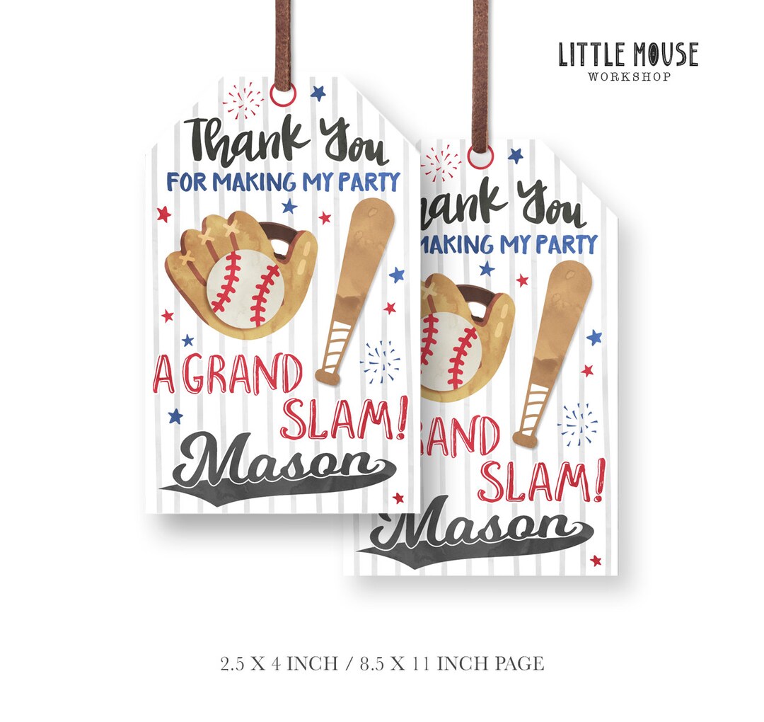Baseball Birthday Thank You Tags - Etsy