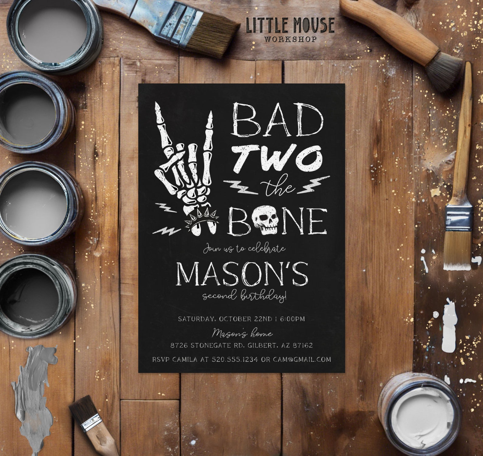 Bad Two the Bone Birthday Invitation - Etsy