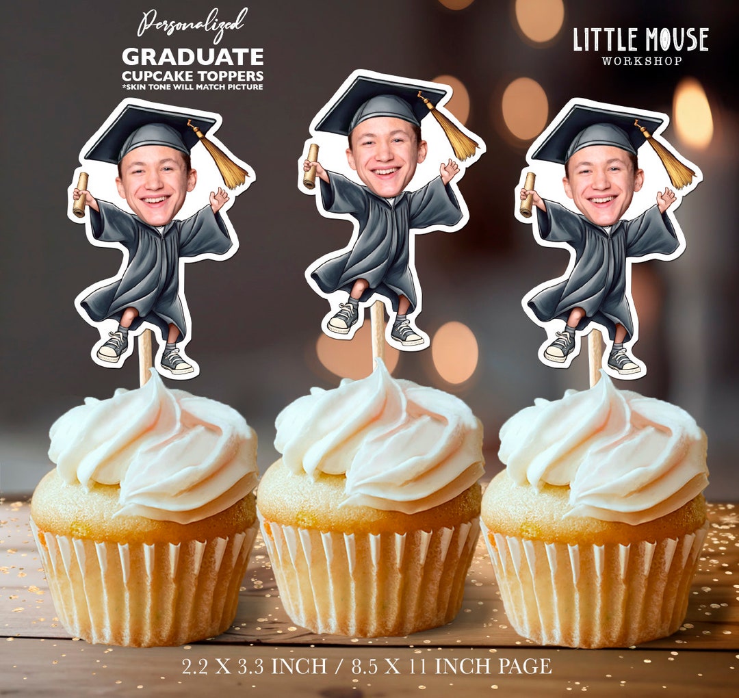 Graduate Personalized Face Cupcake Toppers - Etsy