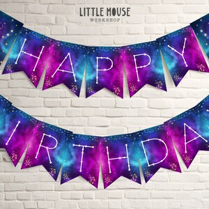 Outer Space Galaxy Birthday Banner - Etsy