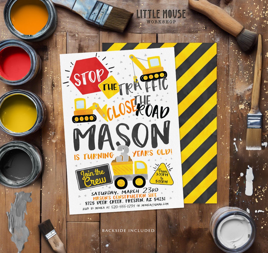 Construction Birthday Invitation - Etsy