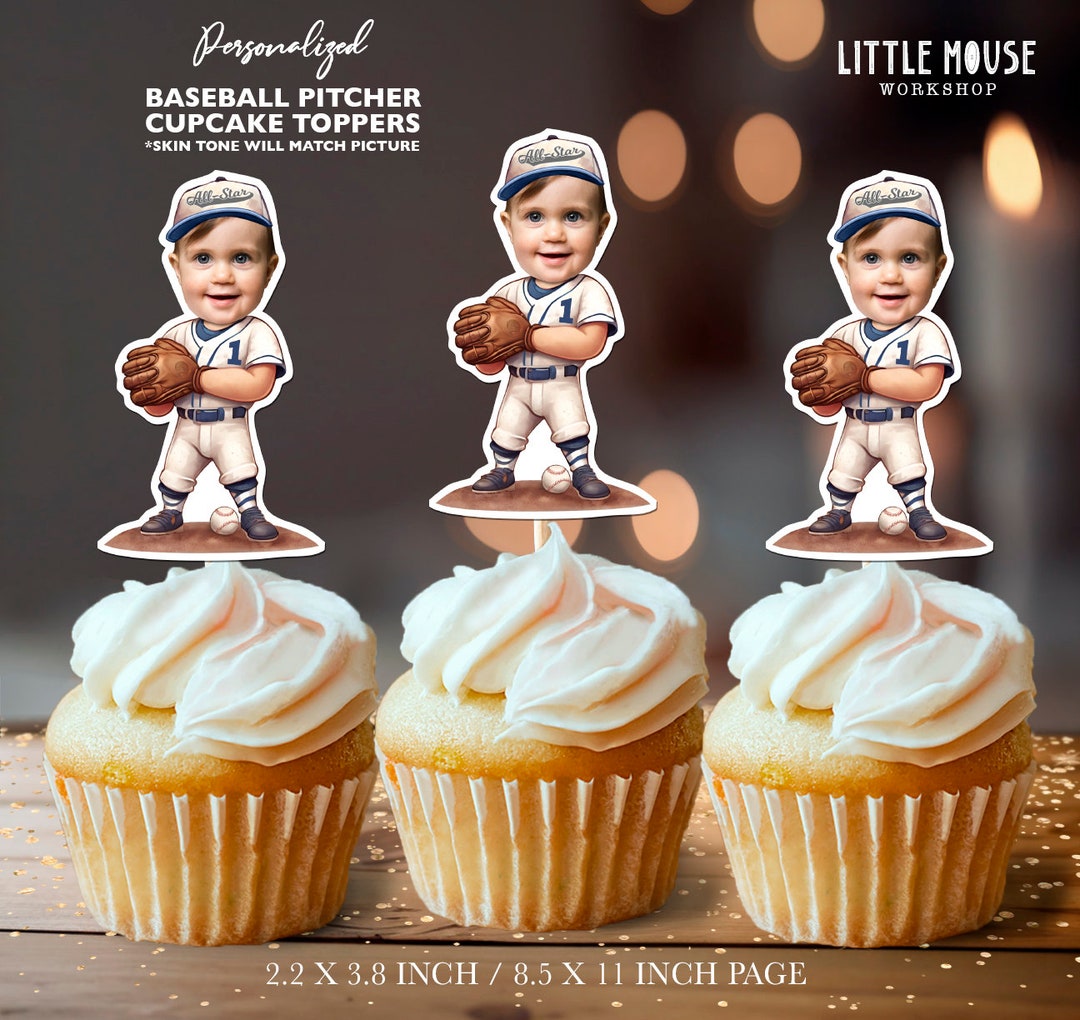 Baseball Pitcher Personalized Face Cupcake Toppers - Etsy