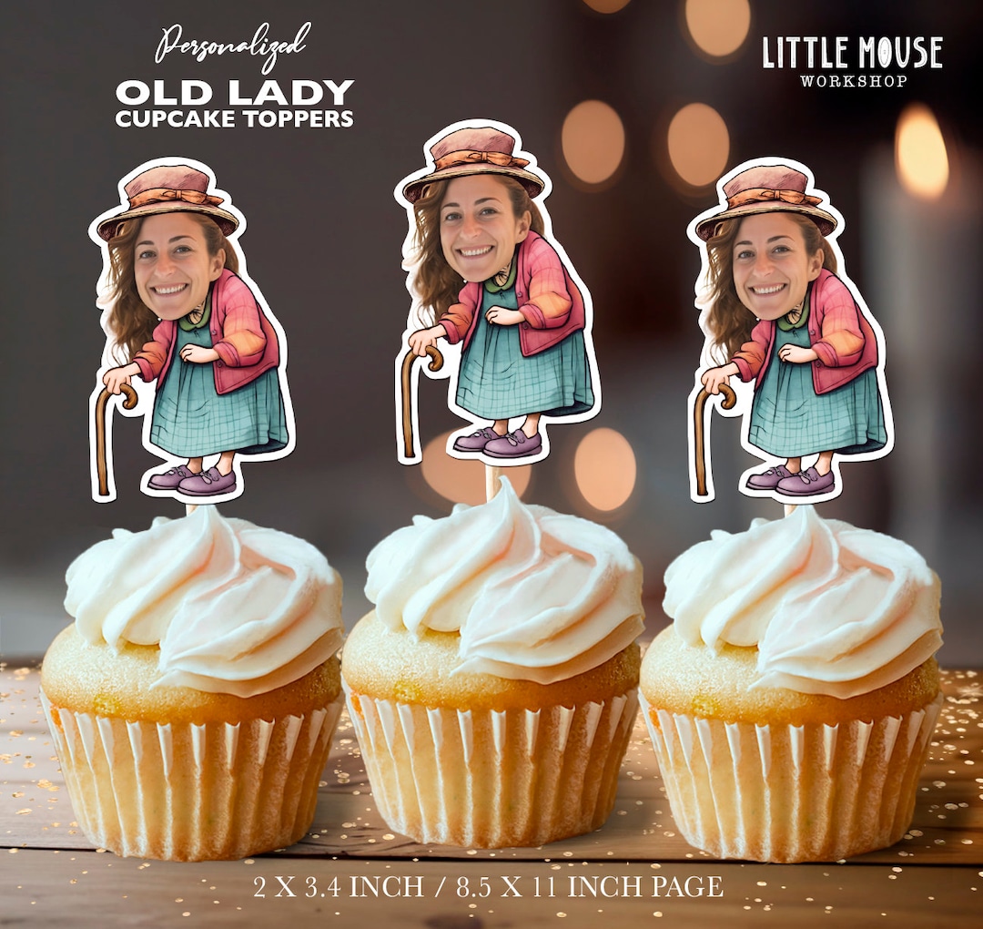 Old Woman Personalized Face Cupcake Toppers - Etsy