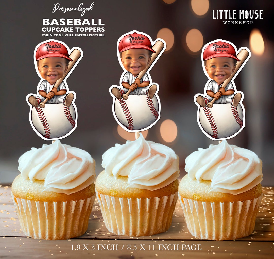Baseball Personalized Face Cupcake Toppers - Etsy