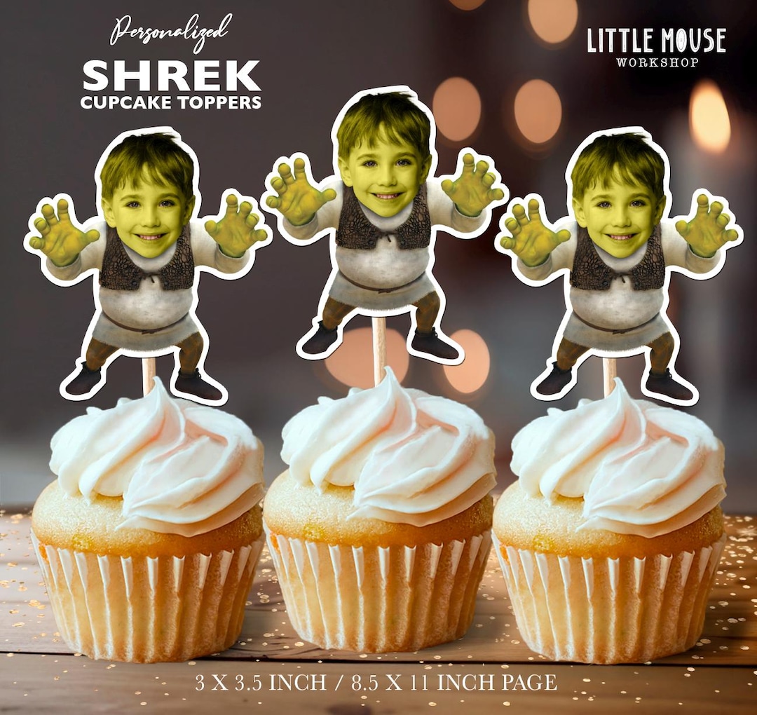 Shrek Personalized Face Cupcake Toppers - Etsy