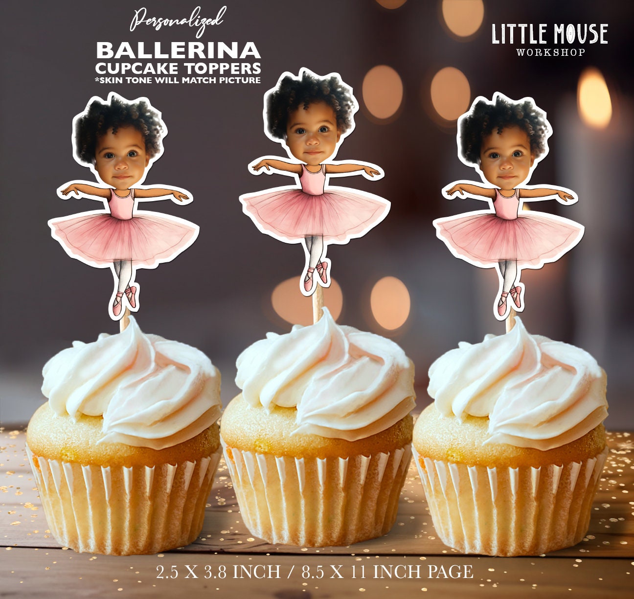 Ballerina Personalized Face Cupcake Toppers - Etsy