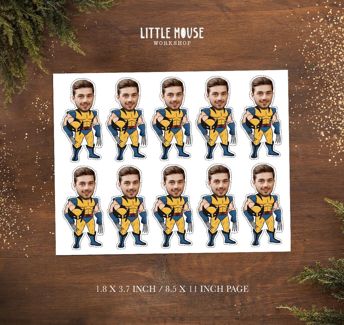 Wolverine Personalized Birthday Party Face Cupcake Toppers | Custom X ...