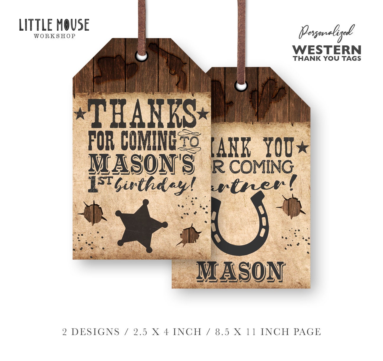 Western Birthday Thank You Tags - Etsy