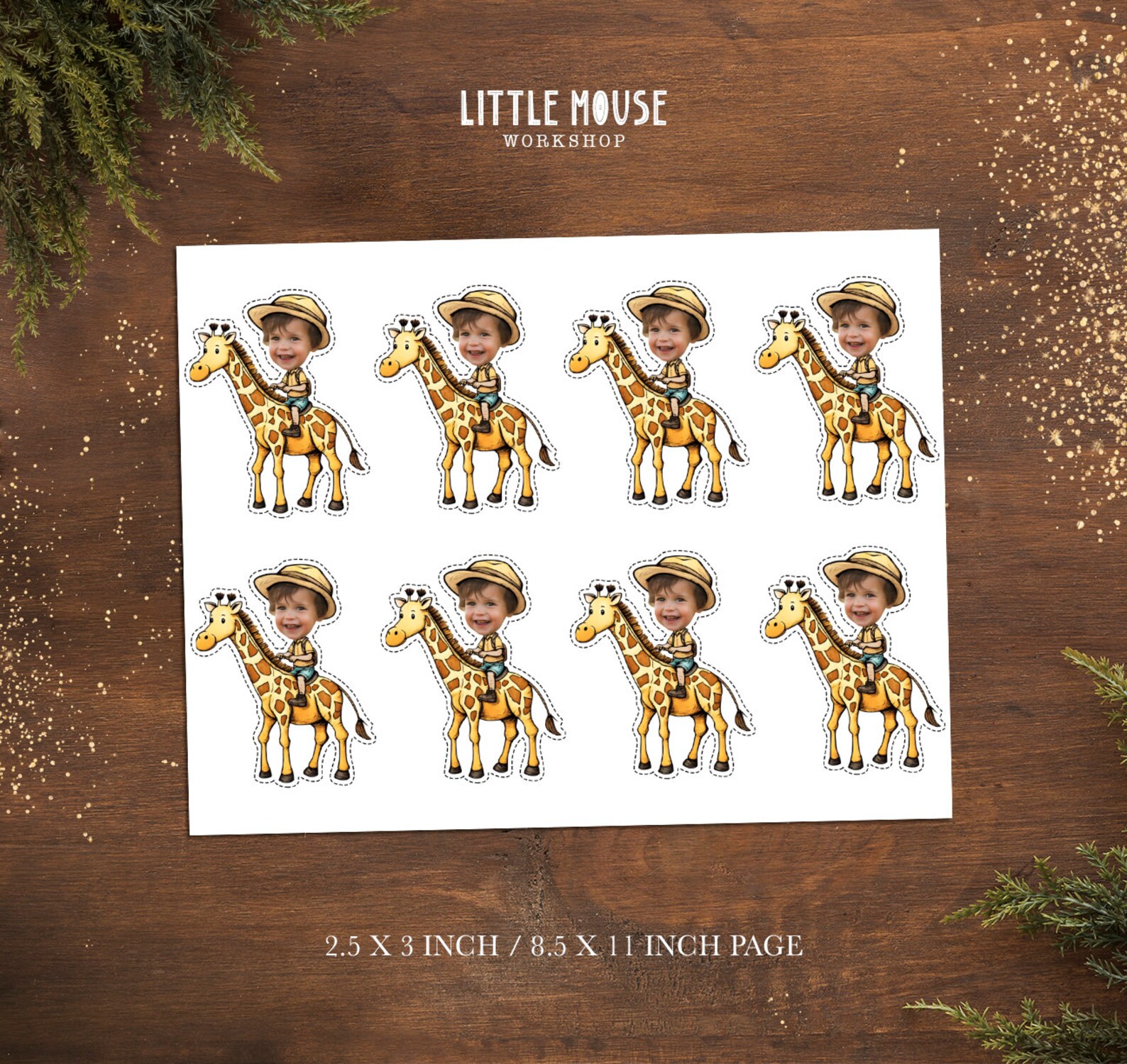 Safari Giraffe Personalized Face Cupcake Toppers - Etsy