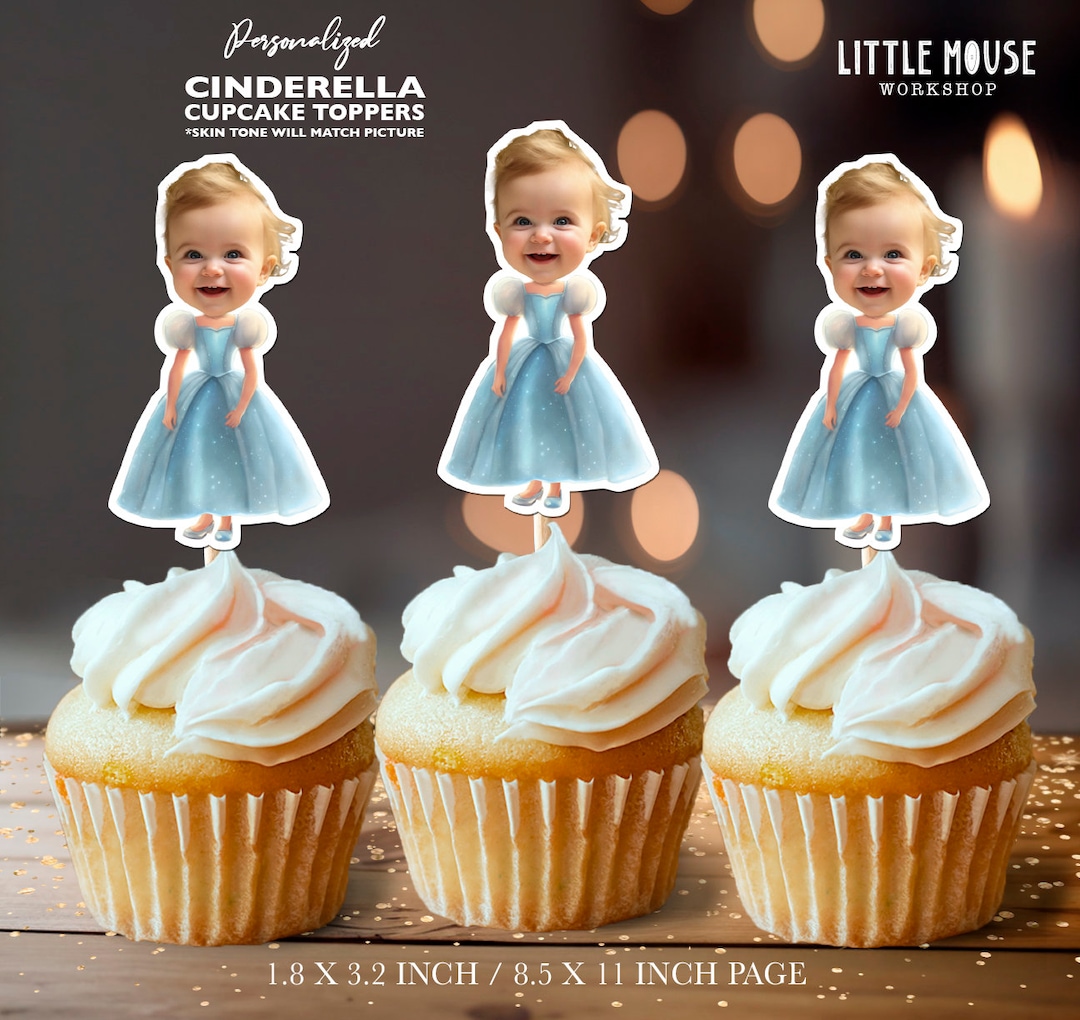 Cinderella Personalized Face Cupcake Toppers - Etsy
