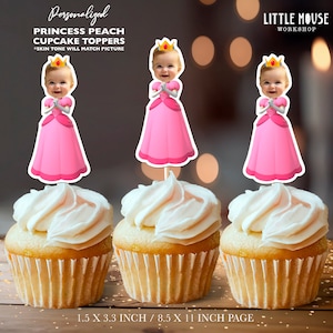 Princess Peach Personalized Face Cupcake Toppers - Etsy