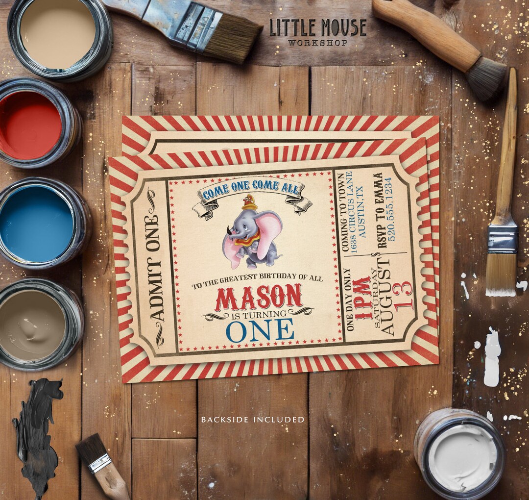 Dumbo Circus Birthday Invitation - Etsy