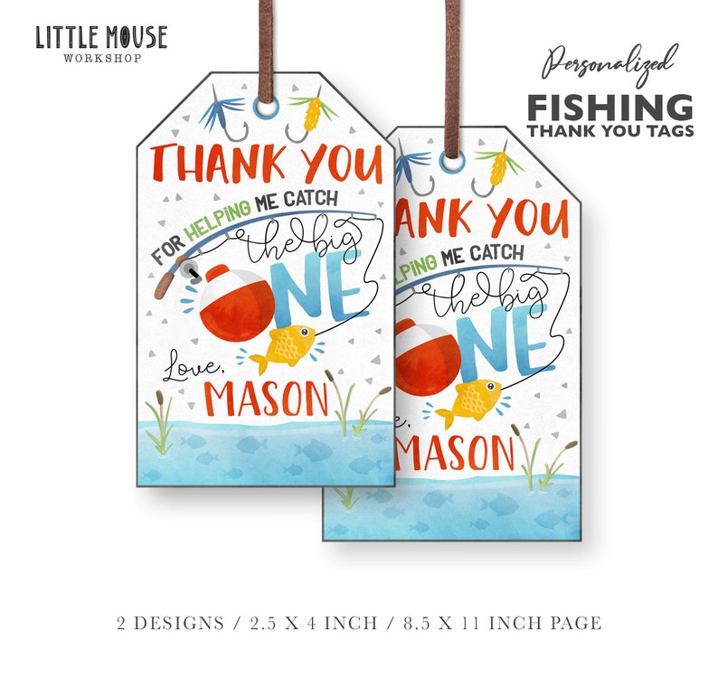 Fishing Birthday Thank You Tags - Etsy