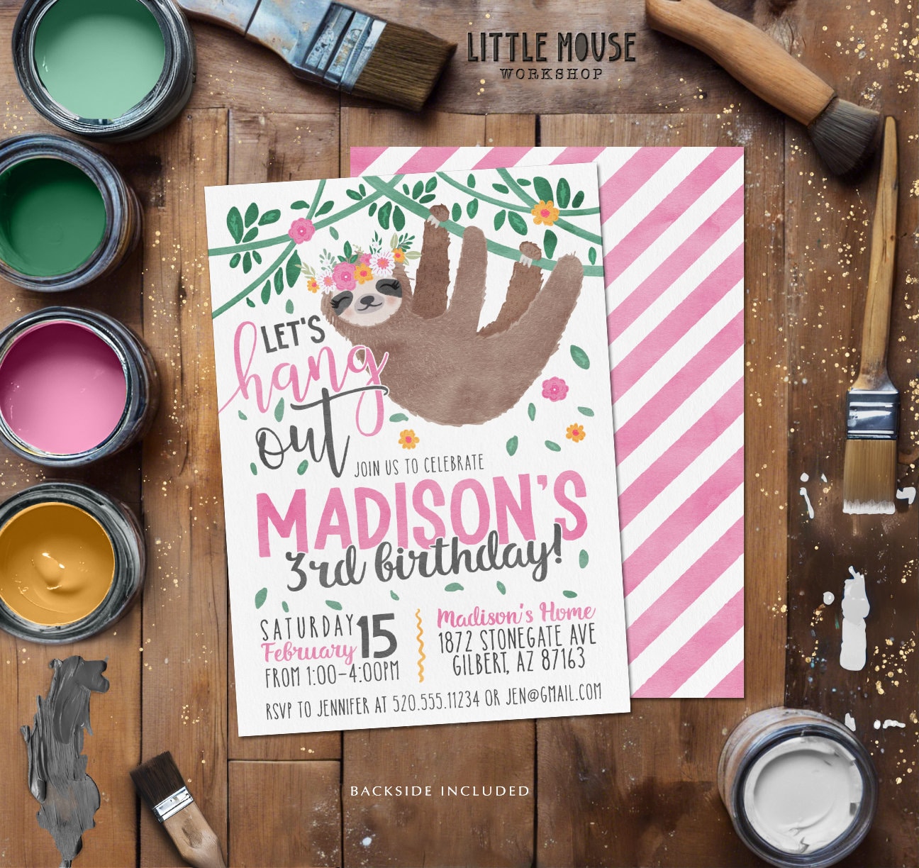 Sloth Birthday Invitation - Etsy