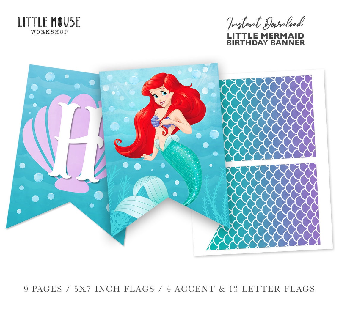 The Little Mermaid Birthday Banner - Etsy